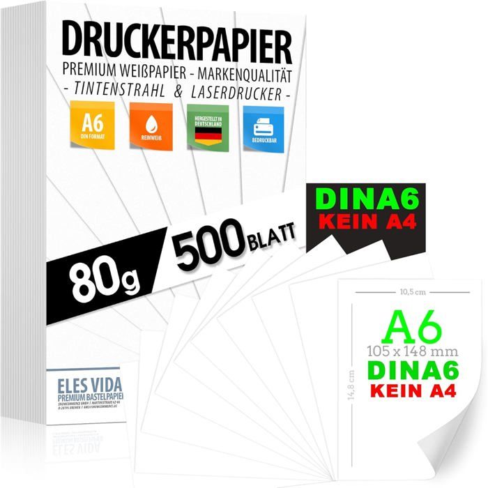 Papier imprimante A6 - EDILIQ - 80g/m² - 500 feuilles - Blanc - Mat ...