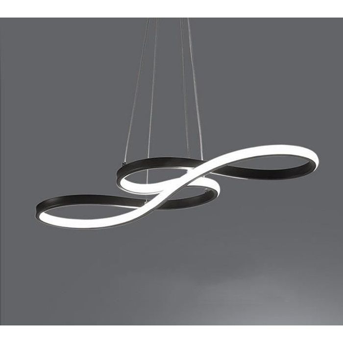 Lustre - suspension LED Courbé Noir dimming avec télécommande Lustre ...