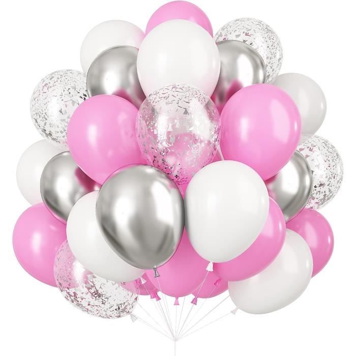 3Pcs Ballon Roses Blas, Ballon Anniversaire, Argent Métallisé Rose et ...