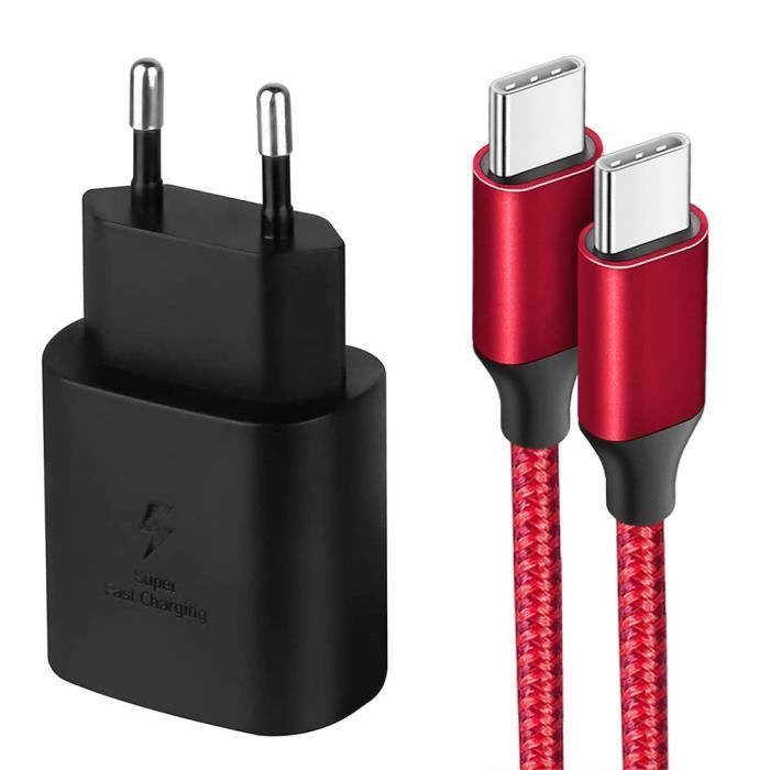 Chargeur Rapide USB-C 25W + Câble USB-C Nylon 1M pour Samsung Xiaomi ... Chargeur Rapide USB-C 25W + Câble USB-C Nylon 1M pour Samsung Xiaomi ...
