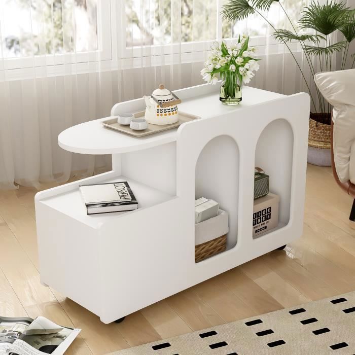 Table basse - DREAMMESPACE - 82x30x53cm - Blanc - Multifonctionnelle ...