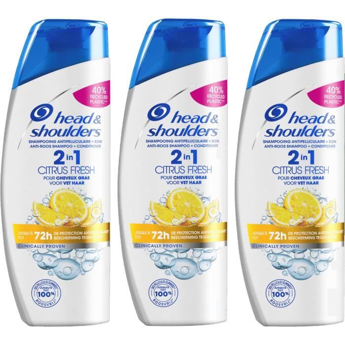 LOT DE 3 - Head & Shoulders Shampoing Citrus Fresh 2 en 1 - 270 mL - Cdiscount Au quotidien