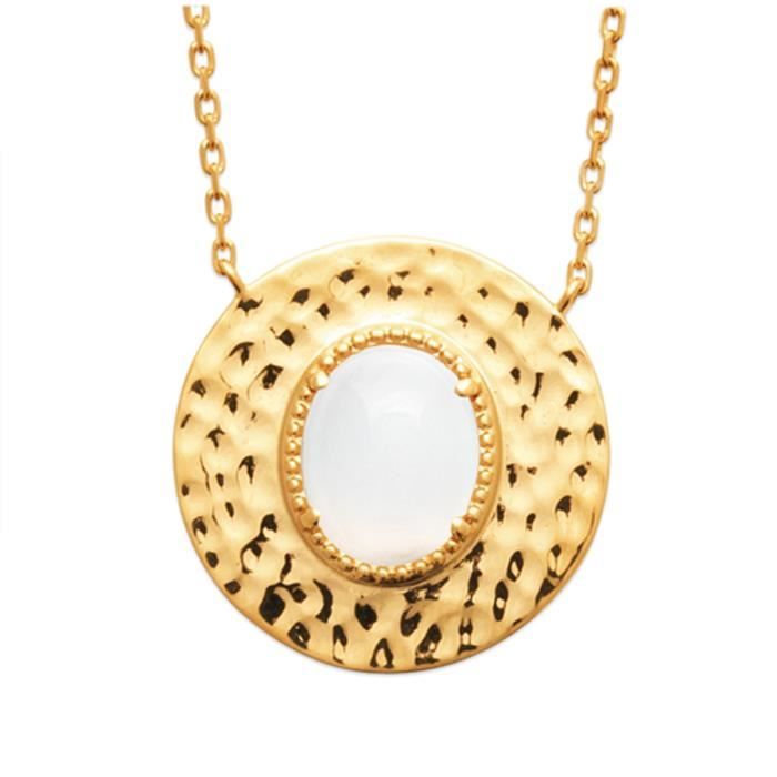 Collier Plaqué Or 'Cléopatra' pierre de lune doré - 20 mm [Q8457 ...