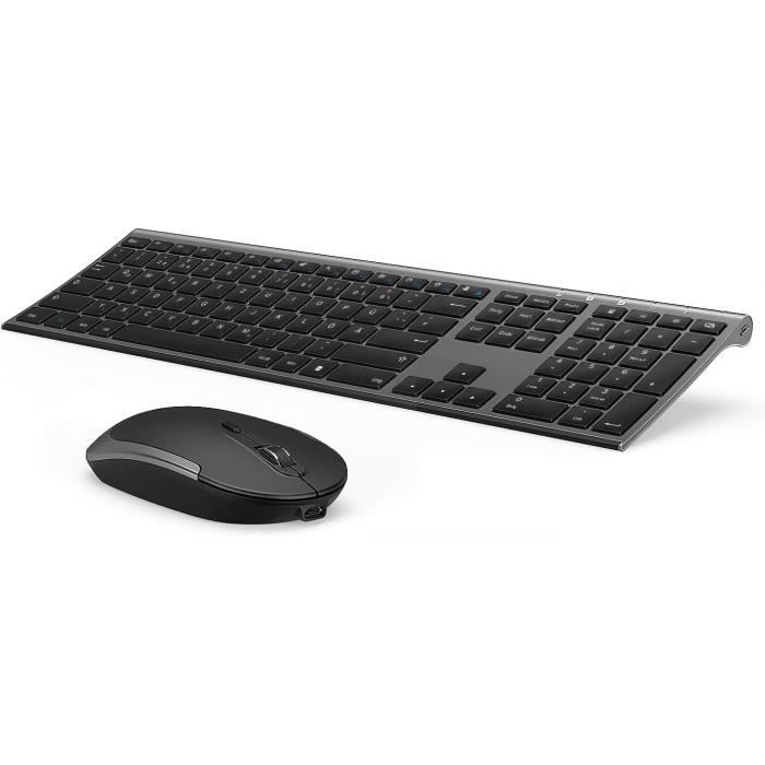 Clavier Et Souris Sans Fil, 2,4 G, Ultra Fin, Rechargeable, Avec Souris ...