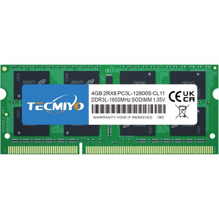 4Go Ddr3-Ddr3L 1600Mhz Sodimm Mémoire Ram Pc3-Pc3L-12800 2Rx8 1.35V -1.5V Cl11 204 Pin Non-Ecc ...