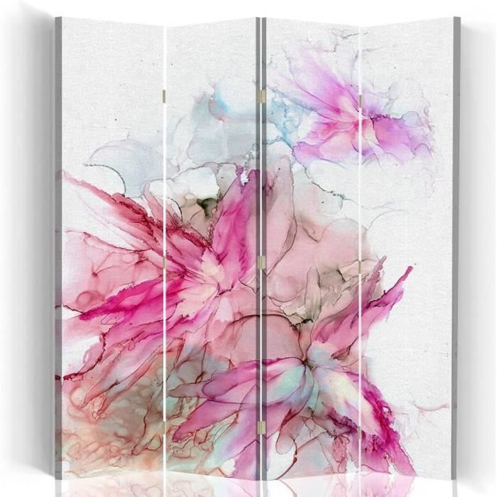 Paravent intérieur Réversible 4 Panneaux Fleurs Rose 145x150 cm460 ...
