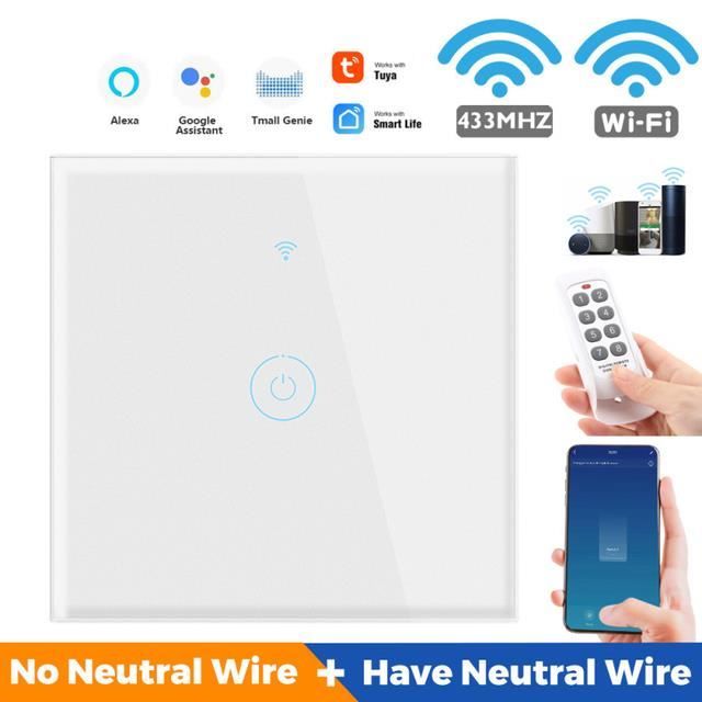 INTERRUPTEUR,1Gang White--Interrupteur Mural Intelligent Tuya Wifi + Rf, 1-2-3-4 Voies, Avec ...
