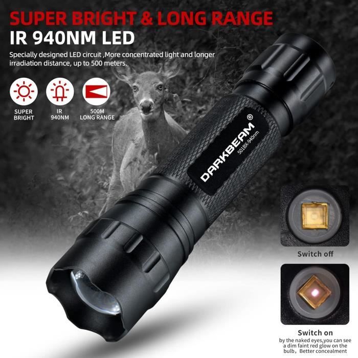 Lampe Torche Ir 940Nm Led Lampe De Poche Infrarouge, Travailler Avec L ...