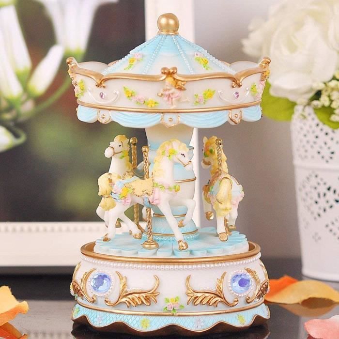 Docooler Mini Carrousel Horlogerie Boîte à musique colorée LED Merry-go ...