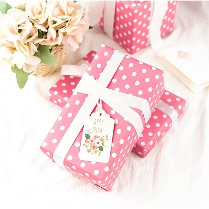 RUSPEPA Rouleau De Papier Cadeau Réversible - Motif Rose Et Pois Pour ...