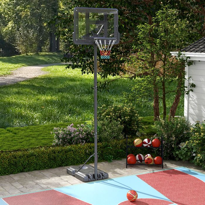Poteau de basket 2 en 1, 230-305 cm Panier de basket réglable en ...