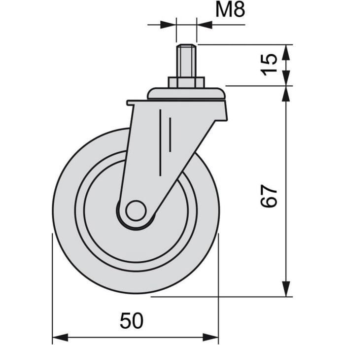 Lot de 4 roulettes pivotantes pour Meuble Ø50mm avec Boulon M8 x 15 et ...
