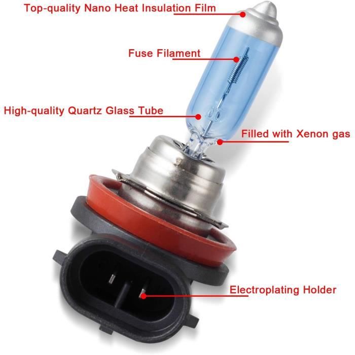 H8 Halogène Ampoules De Phare 100W 5000K Blanc Chaud Lampe 12V Auto ...