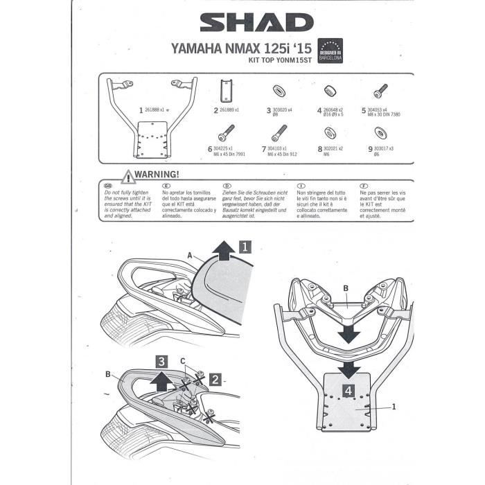 Kit TOP MASTER Support top case Shad pour scooter MBK 125 Gpd A Ocito ...