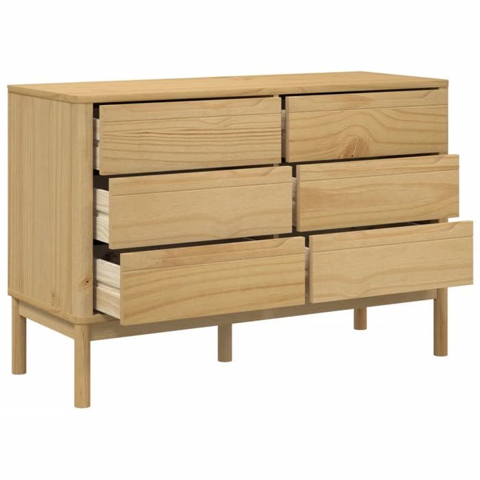 (10386)Moderne Commode FLORO cire marron bois de pin massif ,poid:29.4 ...