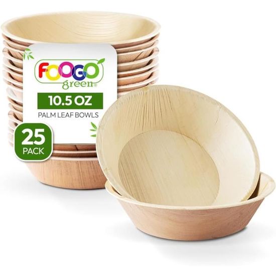 25 Bols Jetables En Feuilles De Palmier, Rondes De 15 Cm (6 Pouces ...