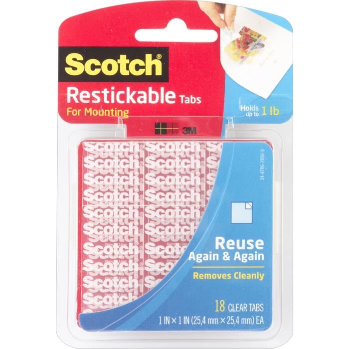 Scotch Reusable Tabs-Clear 1" 18/Pkg - Cdiscount Bricolage