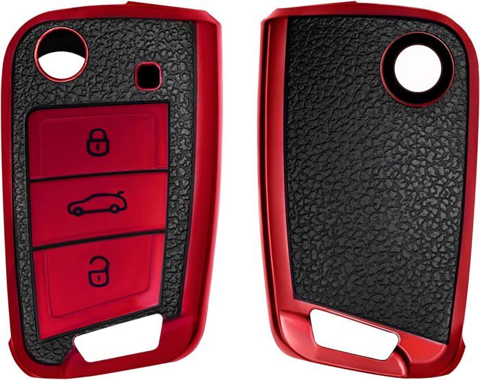 Rouge-noir Accessoire Clef de Voiture Compatible avec VW Golf 7 MK7 3 ...
