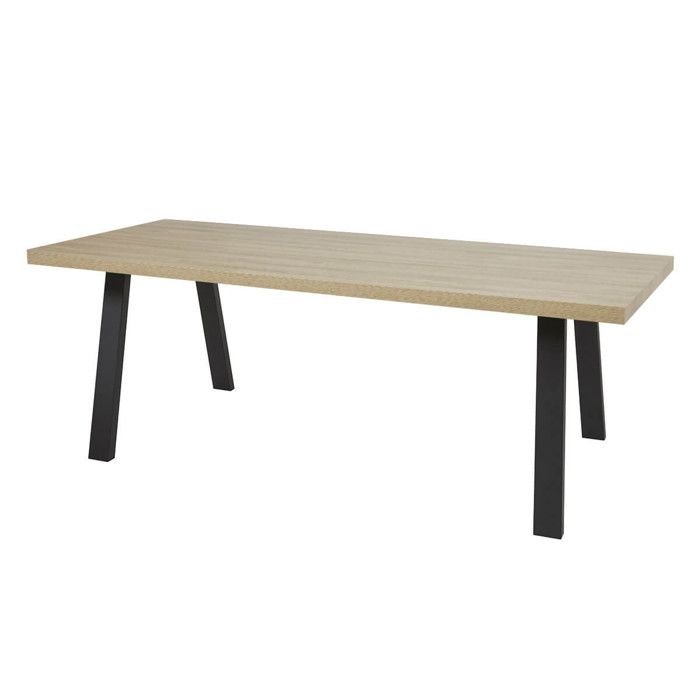 FRANK - Table 170cm Aspect Bois French Oak Piètement A Métal Noir ...
