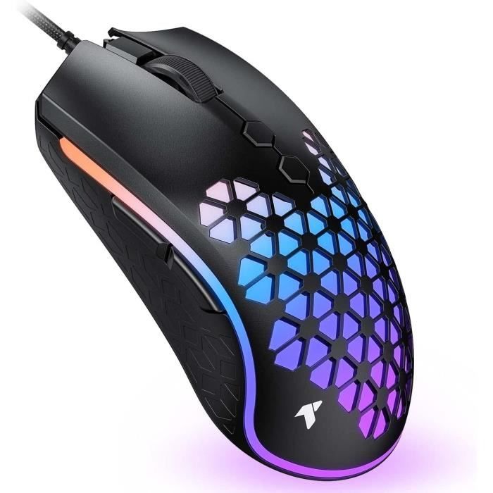 Souris Gaming Pc - 12000 Dpi Rgb Eclairage Ultra Léger 64G Souris Gamer ...