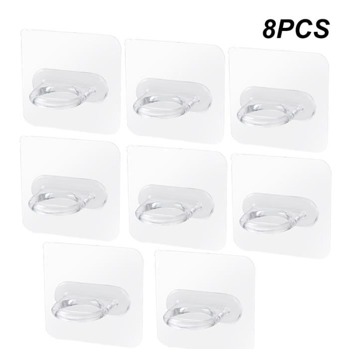 Couleur 8 pièces Anneau Transparent Collant Crochet Rond Auto-Adhésif ...