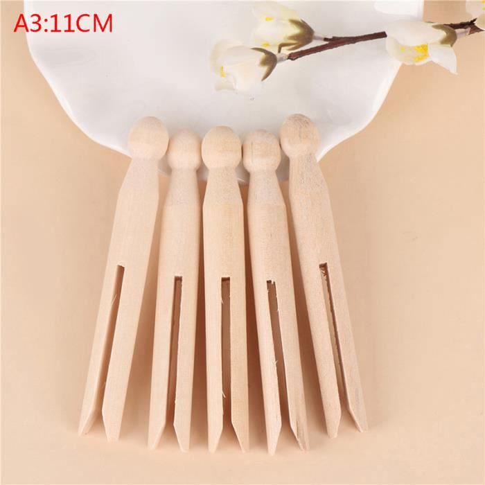 Pince à linge,Pinces à linge traditionnelles en bois, 5 pièces, Style ...