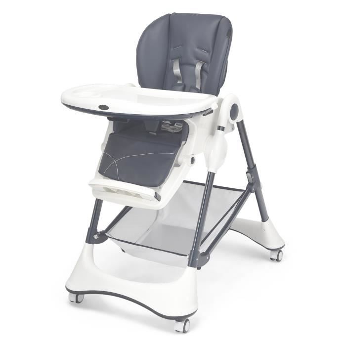 COSTWAY Chaise Haute Bébé Pliable à Bouton 4-en-1 Dossier Inclinable ...