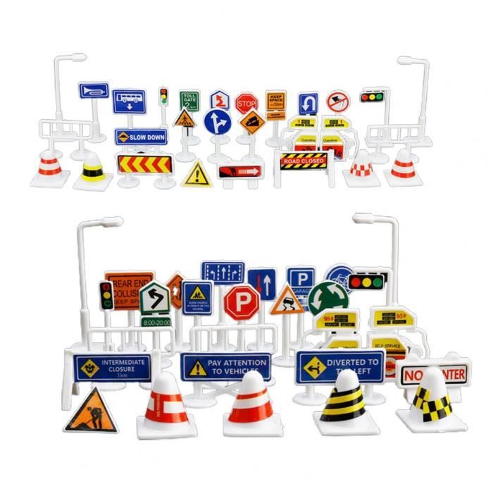 Kit Modelisme A Construire ZW2GJ 56Pcs/Set Mini Traffic Signs Road ...