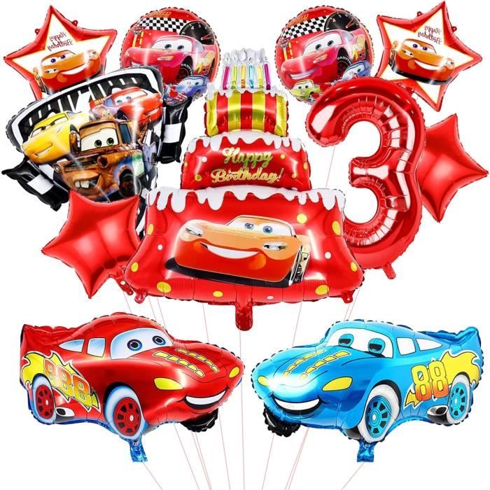 11 Pièces Cars Ballons Anniversaire Set 3 Ans Garçon, Flash Mc-Quen ...