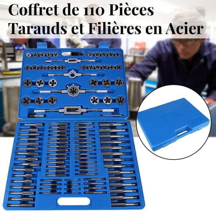 Ensemble de tarauds et matrices en acier rapide - FDIT - 110 pièces - M2-M18 - trousse d'outils ...
