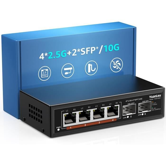 6 Port 2.5G Switch Ethernet Umanaged, 4 X 2.5G Base-T Ports, 2 X 10G ...