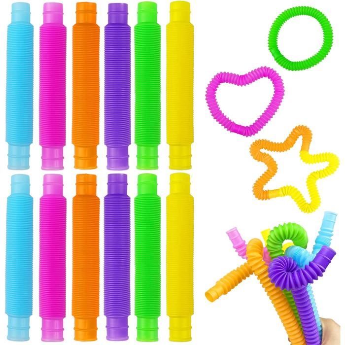 Lot de 12 mini tubes pop, jouets sensoriels, tubes extensibles ...