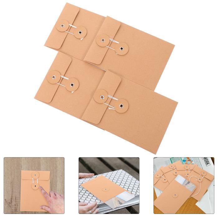 25pcs Kraft Paper Papier Papier Document Pochette String Document ...