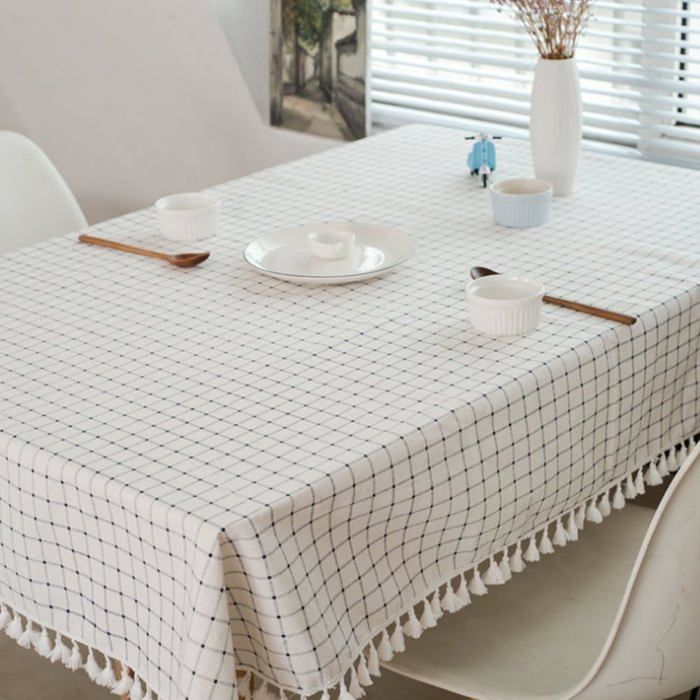 Nappe De Table Nappes Carreaux Blanc Et Bleu Nappe En Coton Et Lin ...