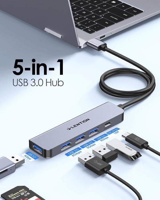 Hub USB 3.0 avec Câble Rallongé de 60cm, Expandeur Multi Port ...
