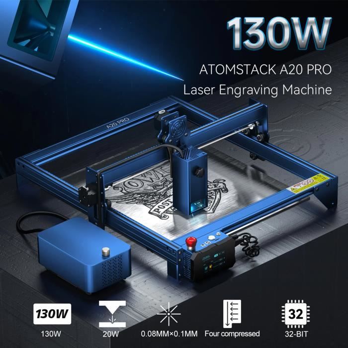 ATOMSTACK A20 Pro Gravure laser 20W avec système d'assistance à l'air ...