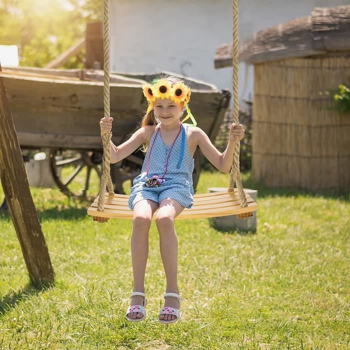 Balançoire Arbre En Bois, Siège Suspendu Swing Avec Cordes Réglables ...
