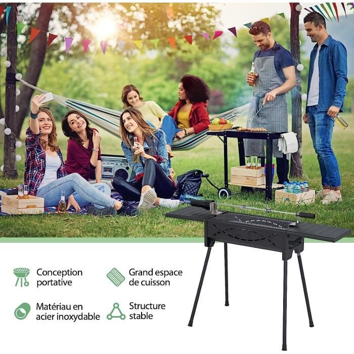 GYMAX Barbecue au Charbon de Bois avec Plateau et Pieds Détachable ...