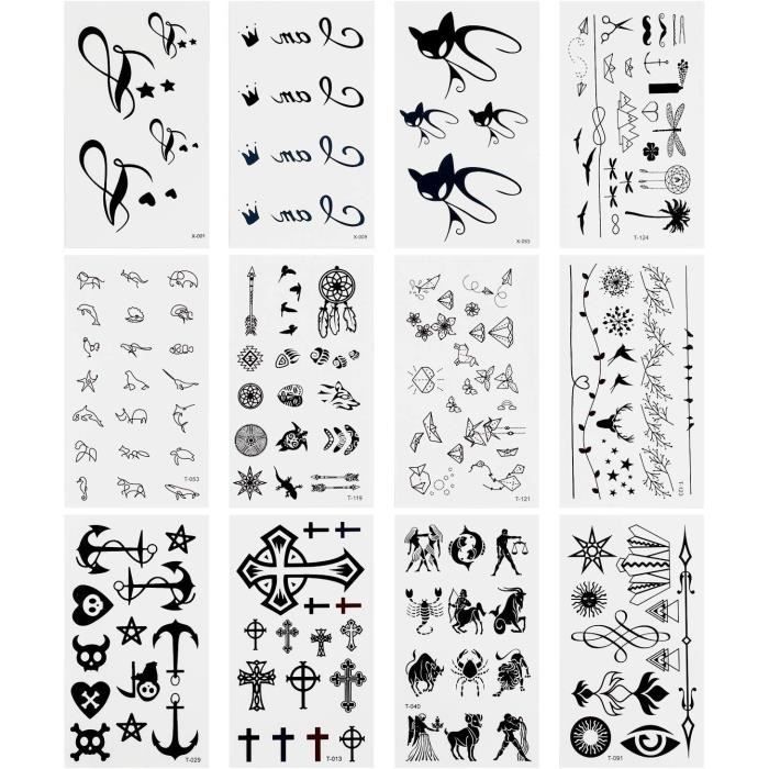 30feuilles tatouages temporaires à coller sur la peau imperméable ...