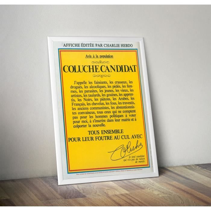 Poster Affiche COLUCHE AVis à la Population Culte - A3 (42x29,7cm ...
