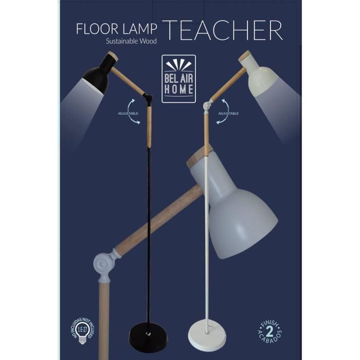 Lampadaire Teacher | Design Moderne, Métal Et Bois | Compatible E-27 ...