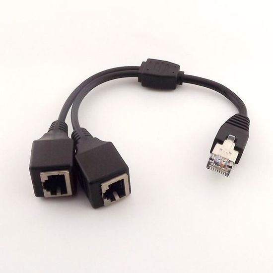 1 Pc Rj45 Mâle Vers 2X Femelle Répartiteur Ethernet Lan Câble D ...
