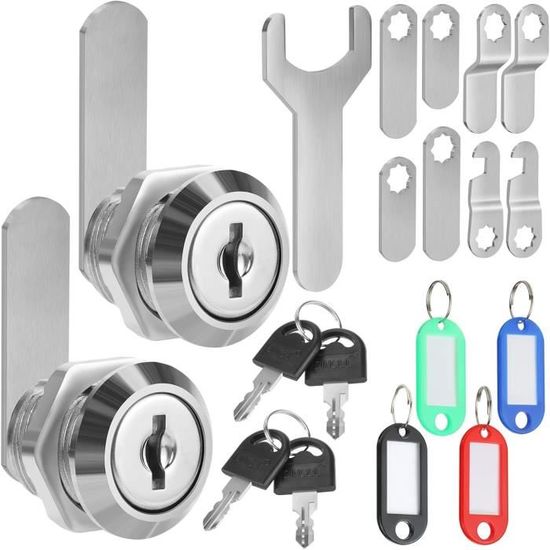 Lot De 2 Serrures De Boîte Aux Lettres De 16 Mm - Serrure De Meuble Avec 4 Clés, 10 Plaques De ...