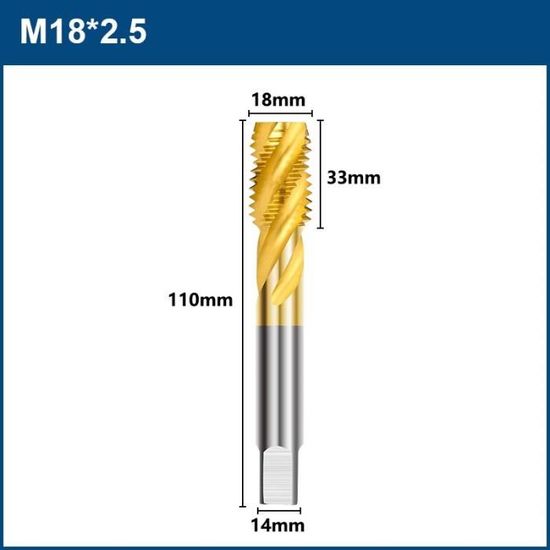 FILIERE - BUSE DE FILAGE - TARAUD,M18x2.5mm--robinets à vis HSS à filetage spiralé avec ...