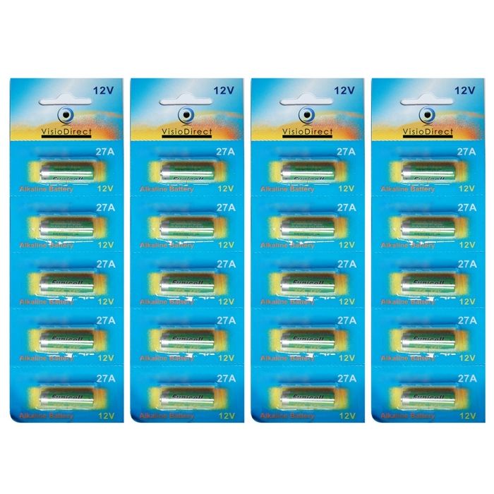 Lot de 20 Piles Alcaline type 27A compatibles A27/A27BP/A27S/AG27/GP27 ...