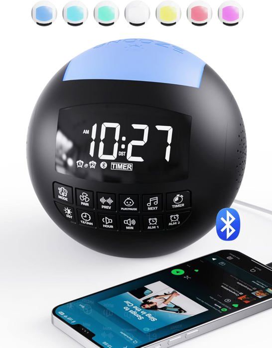 Réveil Numérique Avec Haut-Parleur Bluetooth, Réveil Lumineux Avec 42 ...