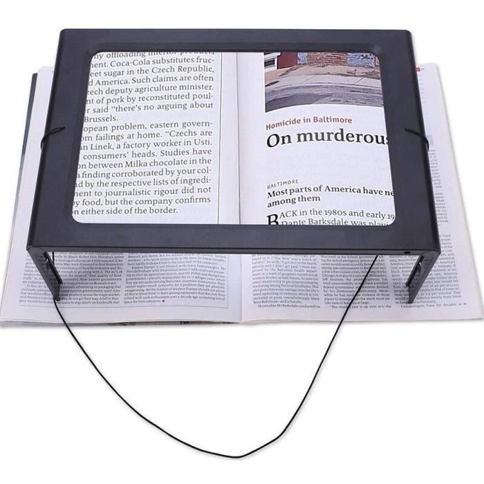 Loupe de lecture loupe de lecture, 12led rectangulaire éclairé loupe avec support de lampe loupe ...