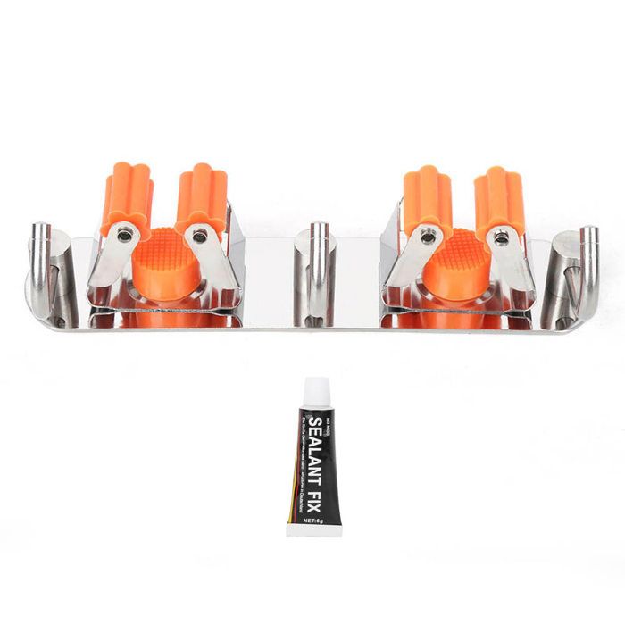 Support de rangement balai acier inox 304, 2 porte-hangers et 3 ...