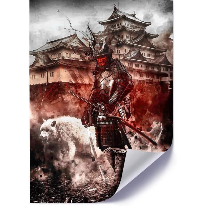 Photo Poster Xxl Samouraï Impression Image Abstrait Rouge 70X100 Cm ...