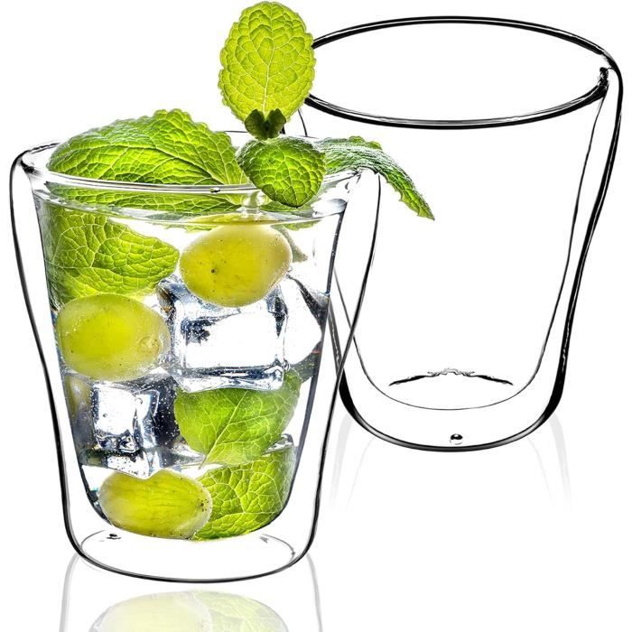 Verres à double paroi, set, 250ml, verres thermiques en verre borosilicaté, verres à boire pour ...